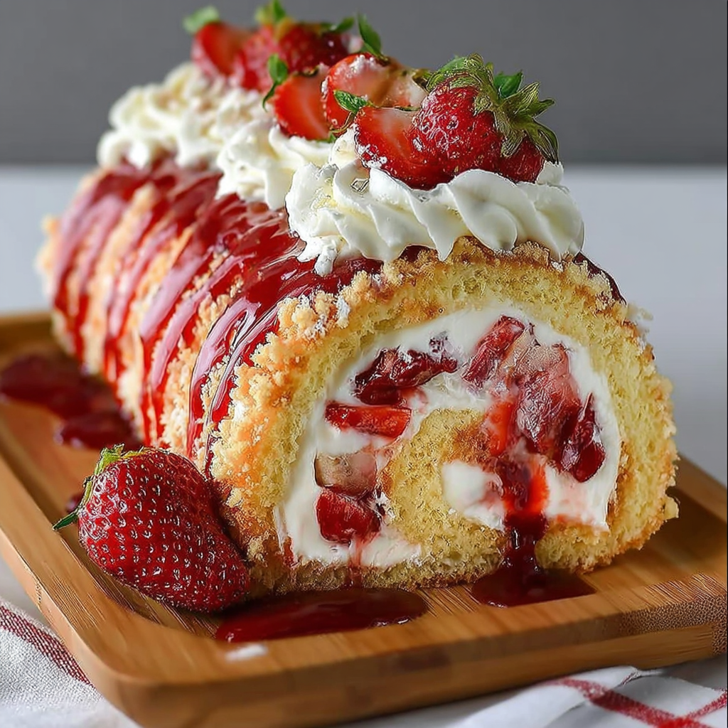 Strawberry Cream Sponge Cake Roll - Recipes By Clare